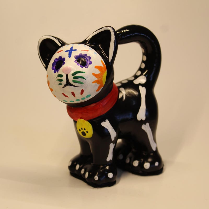 Day of the Dead Cat Statue - Etsy