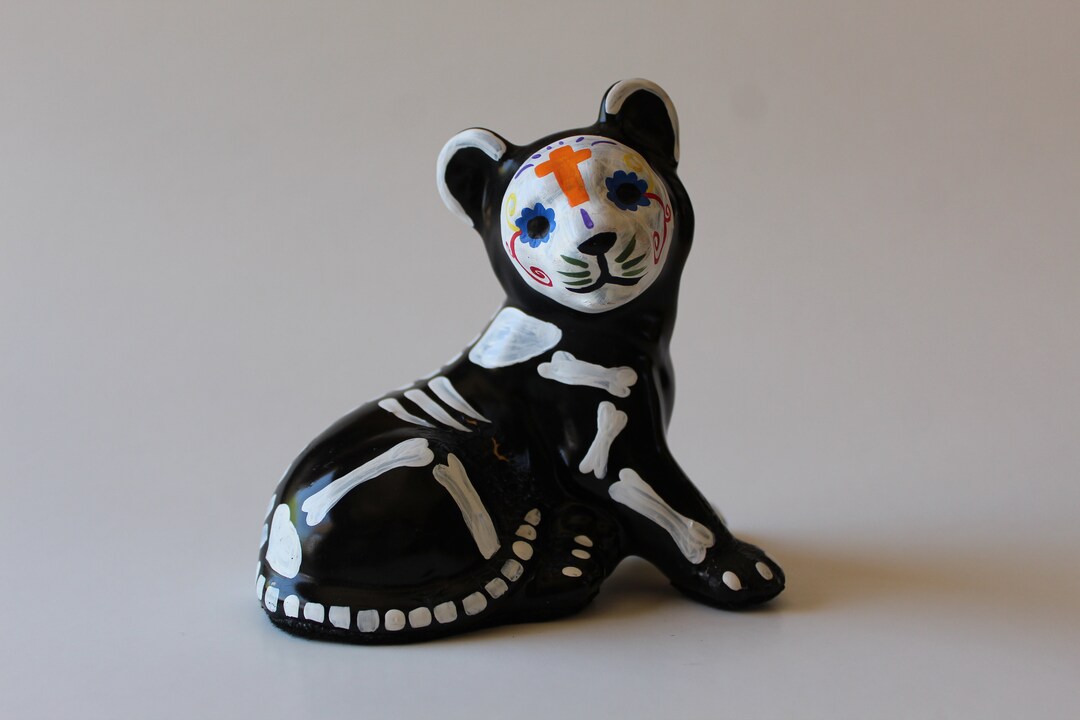 Hand Painted Day of the Dead Lion Cub Statue-halloween Decoration-dia ...