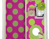 Items similar to Bright Pink & Lime Green Polka Dot Locker Wallpaper on ...