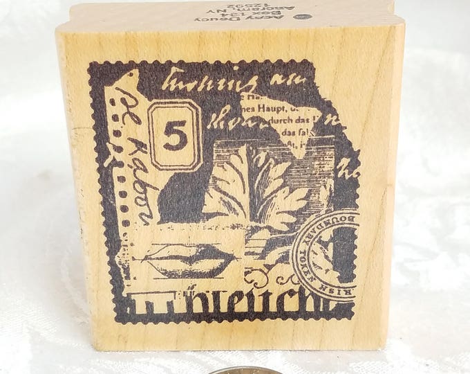 Ephemera Rubber Stamp, Collage Stamp, Acey Deucy, Vintage Rubber Stamp ...
