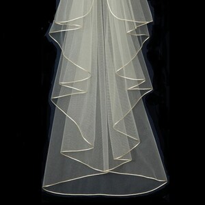 Waterfall Cascade Style Satin Cord Edge Knee or Waltz Length Wedding ...