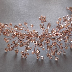 Rose Gold Hand-wired Rhinestone Spray Flexible Wedding - Etsy