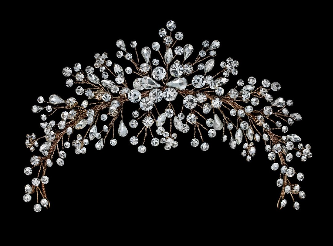 Rose Gold Hand-wired Rhinestone Spray Flexible Wedding - Etsy