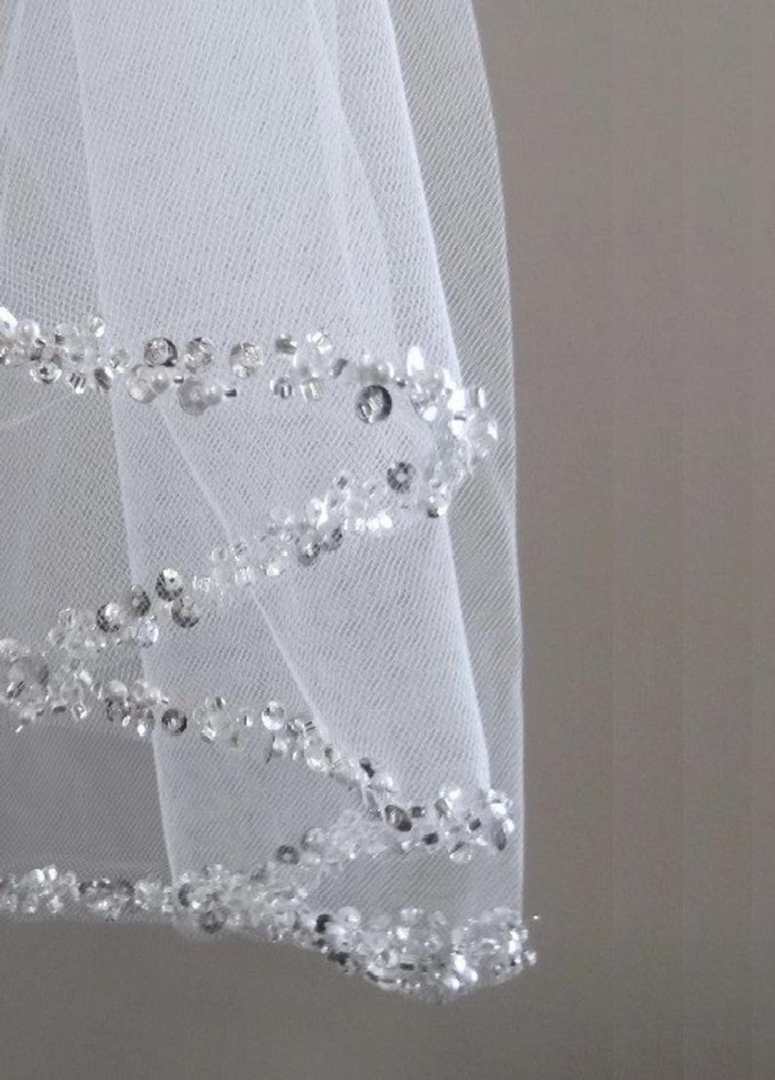 Two Layer Beaded Wedding Veil Pearl and Rhinestone Beaded | Etsy