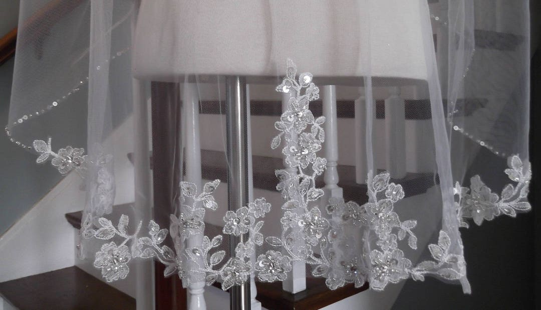 Beaded Lace Edge Fingertip, Cathedral, Royal and Regal Cathedral Length ...
