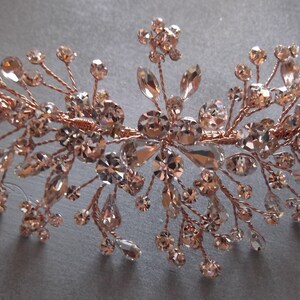 Rose Gold Hand-wired Rhinestone Spray Flexible Wedding - Etsy