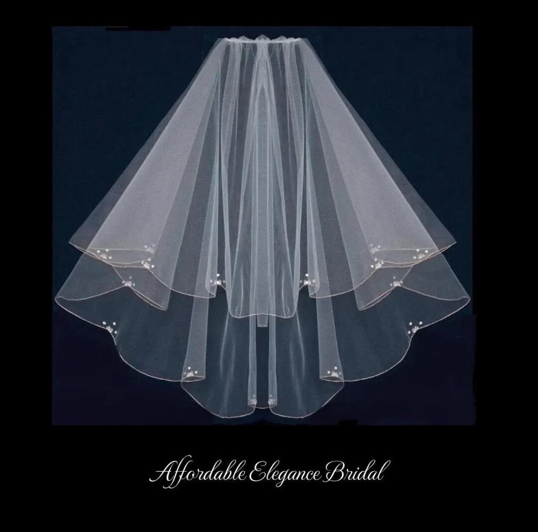 Rose Gold Wedding Veil, Two Layer Wedding Veil, Rose Gold Embroidery ...
