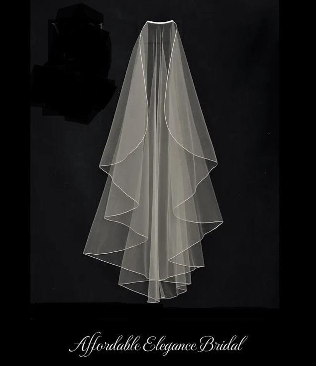 Waterfall Cascade Wedding Veil: Pencil Edge Bridal Tulle - Knee to ...