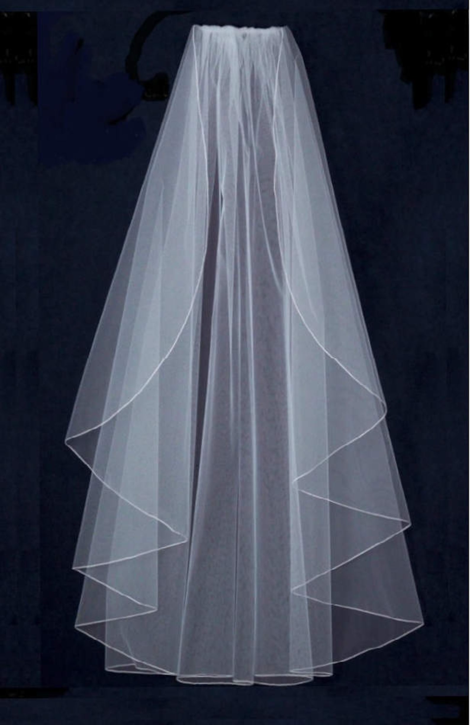 Angel Cut Wedding Veil Pencil Embroidery Edge Veil Bridal - Etsy