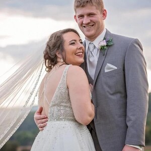 Blush, Moscato, Ivory and More Colors Wedding Veil With Wide Beaded ...