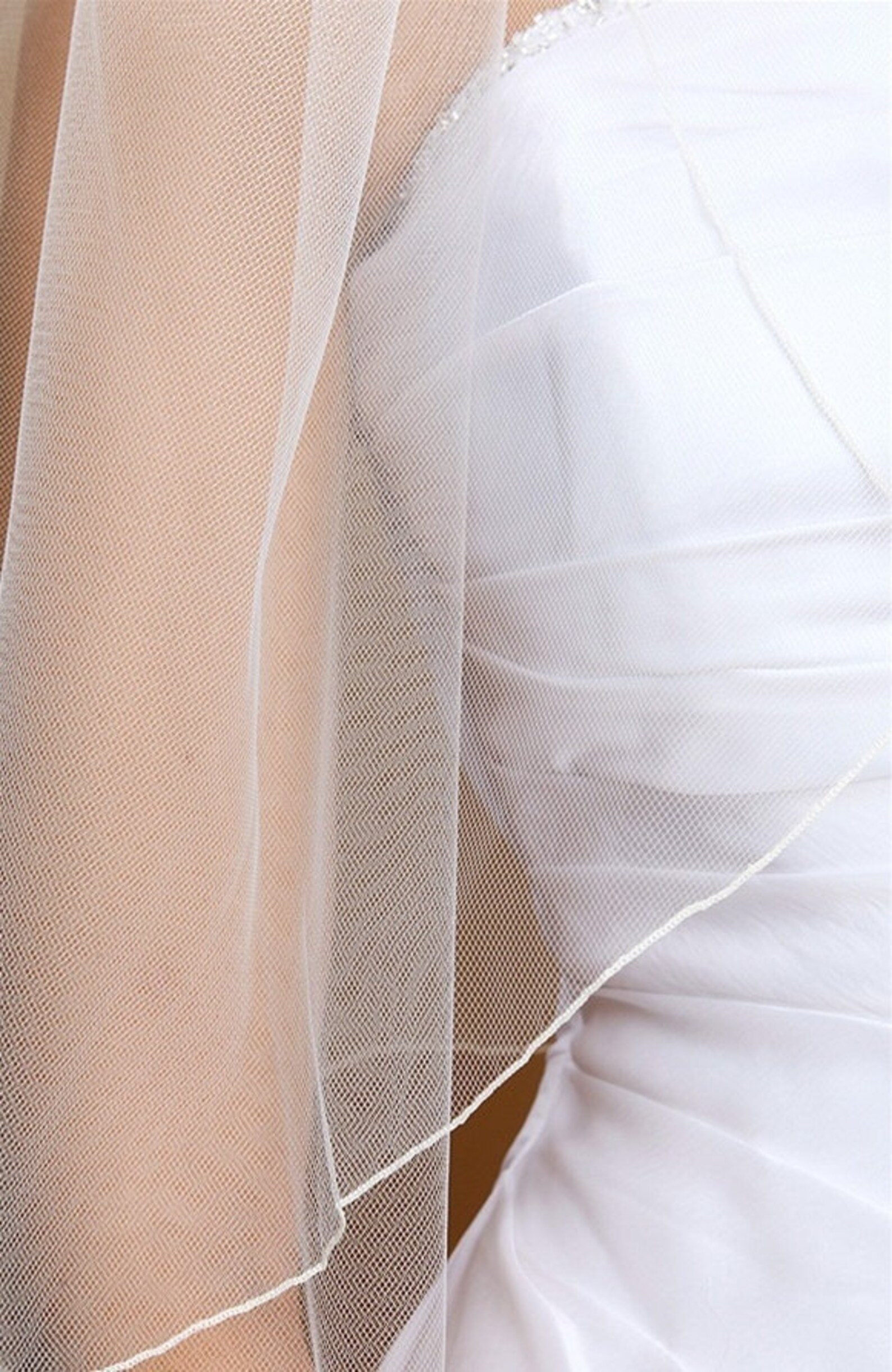 Angel Cut Wedding Veil Pencil Embroidery Edge Veil Bridal - Etsy