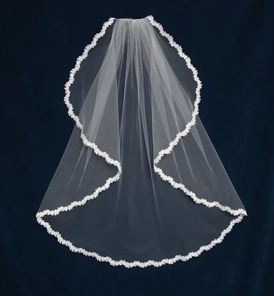 Lace Edge Flutter Cut Wedding Veil in Fingertip Length Free - Etsy