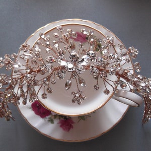 Rose Gold Hand-wired Rhinestone Spray Flexible Wedding - Etsy