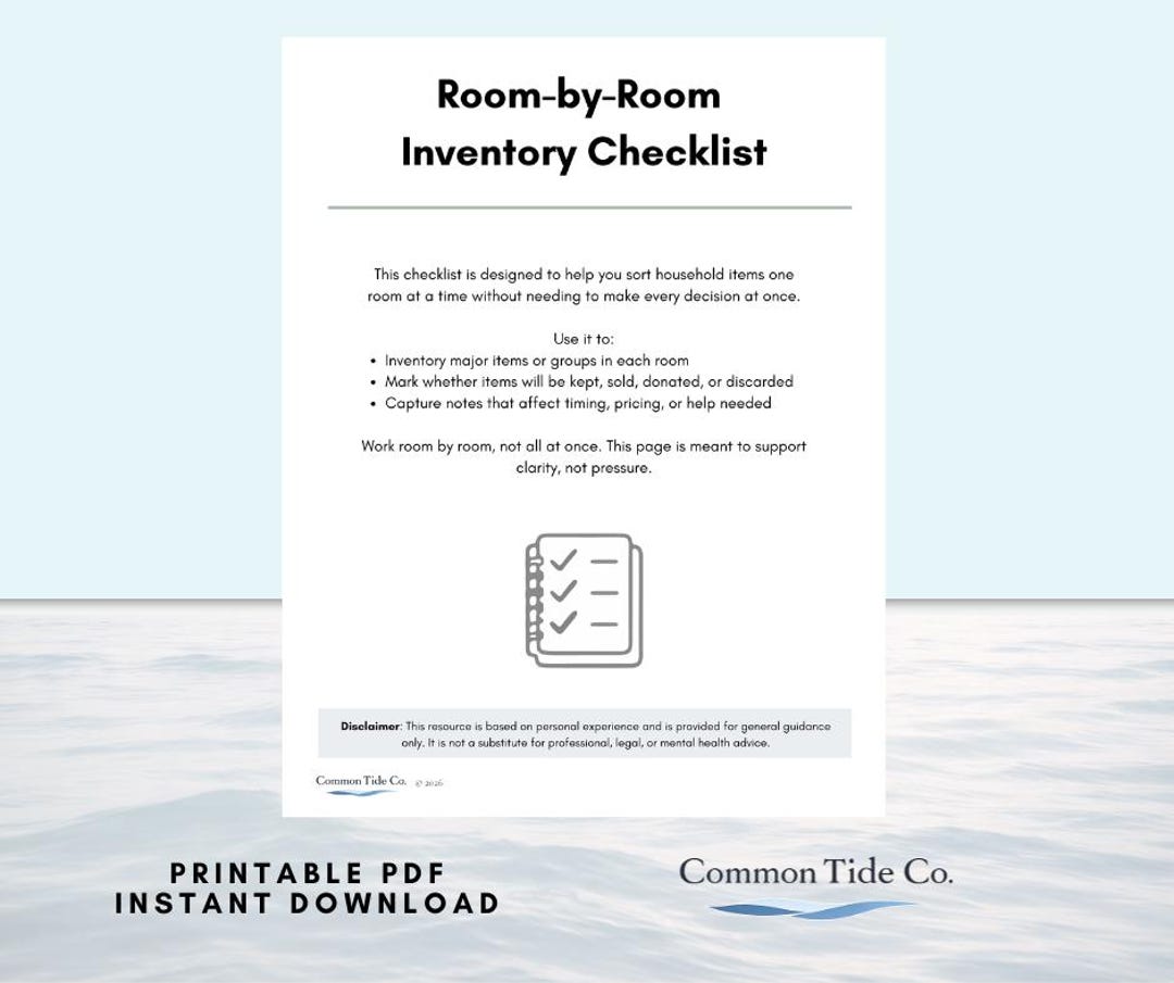 Room-by-room Inventory Checklist – Estate Sale Inventory Printable PDF ...