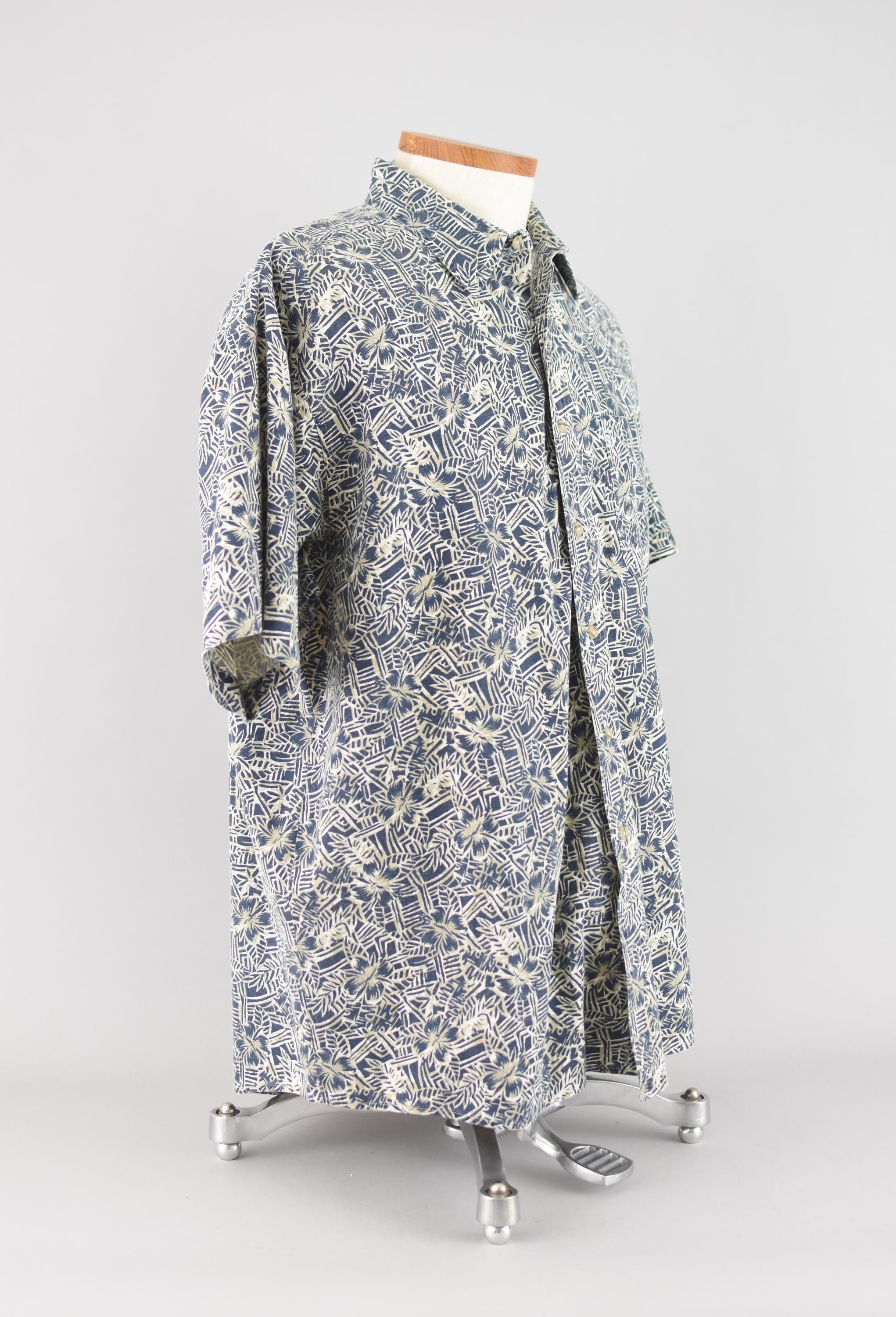 90s Button Down Dress Shirt, Vintage David Taylor Blue Floral Short ...