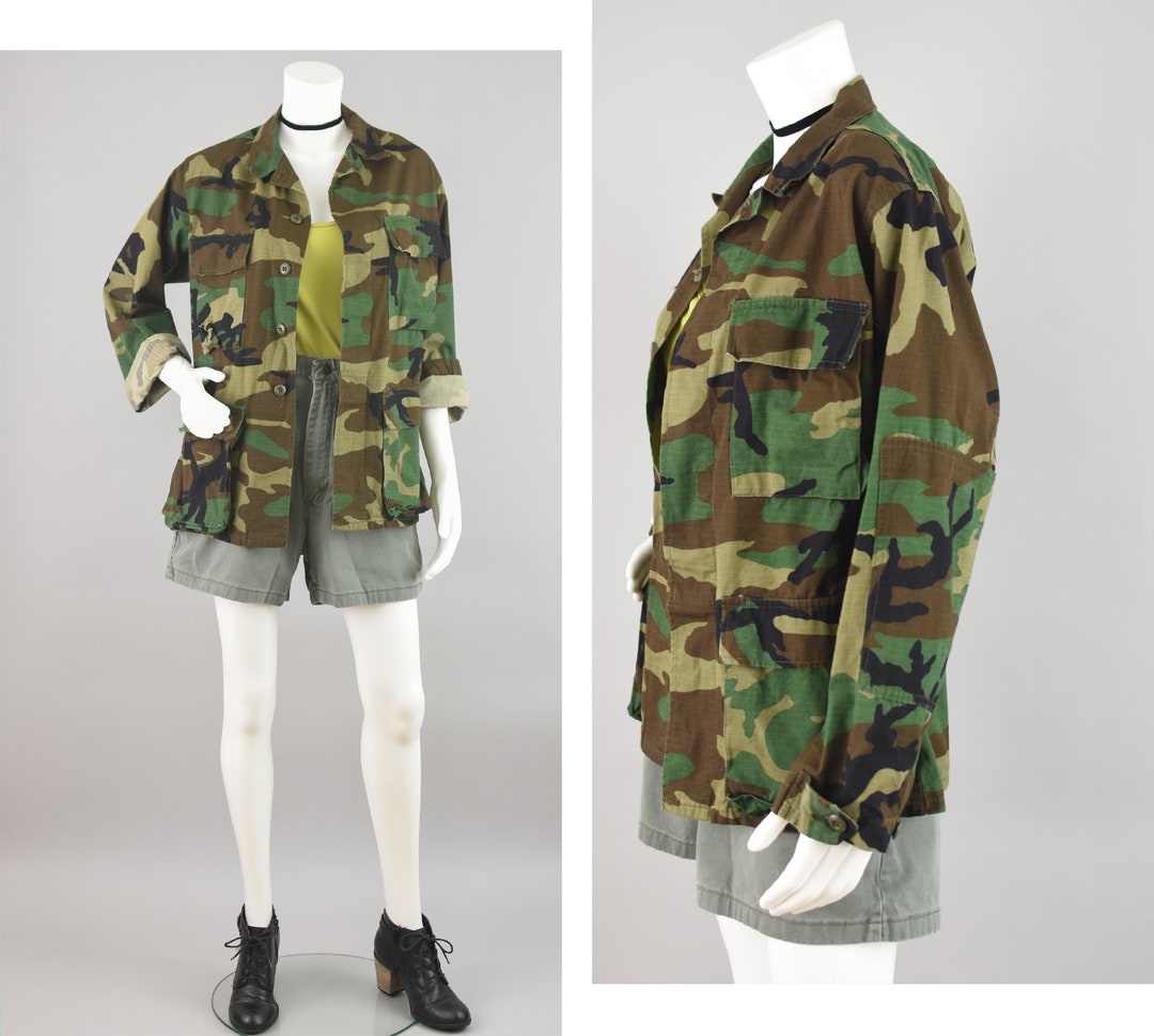 Vintage Camouflage Cargo Jacket, US Army Fatigue Shirt, Men's Extra ...
