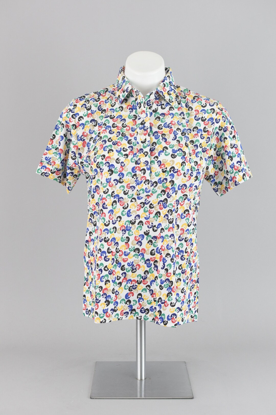 Leon Levin Short Golf Polo, 90s Short Sleeve Colorful Top, Women's ...