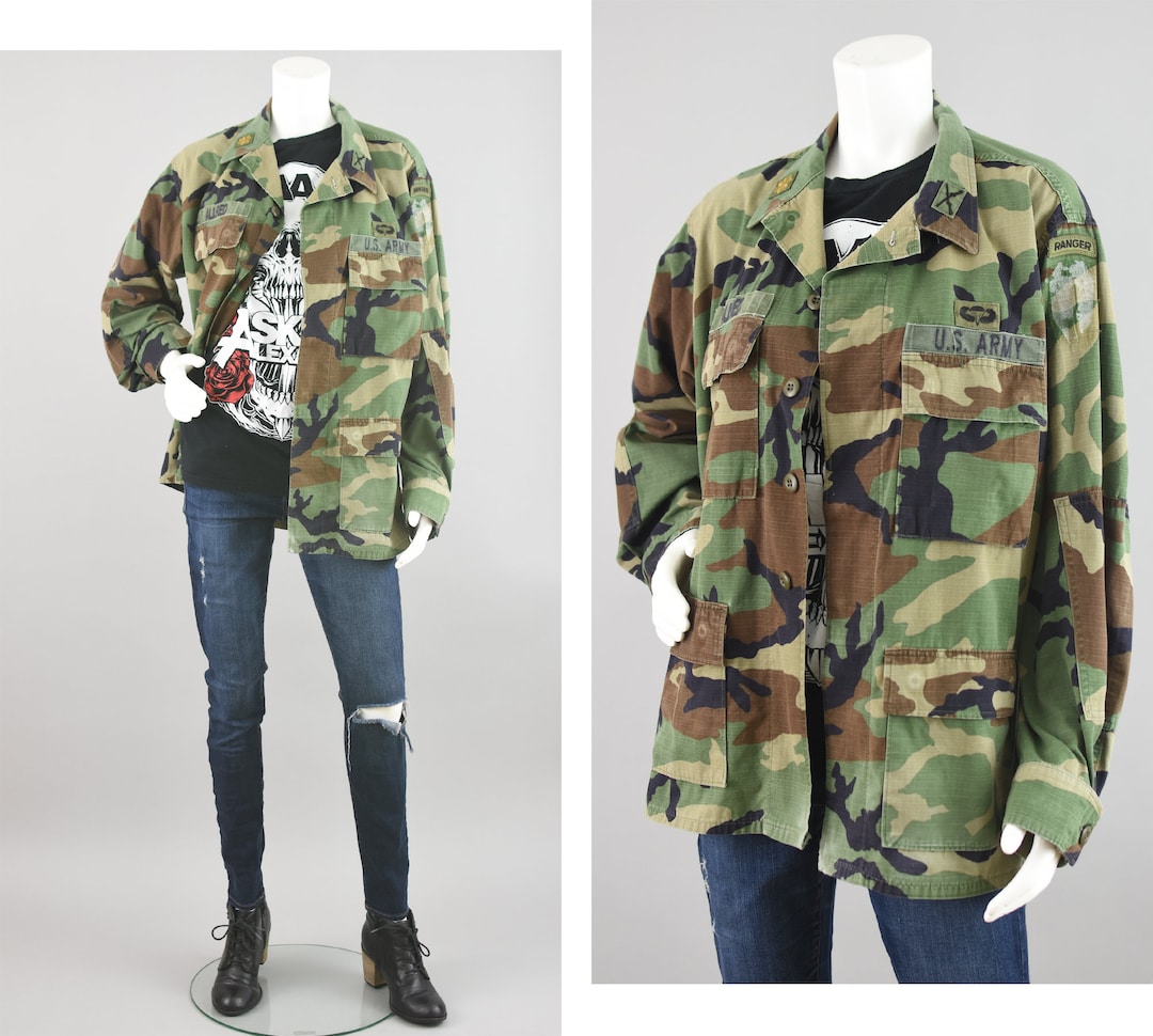 Vintage Camouflage Jacket, 90s Distressed Camo Coat, Military Issued ...