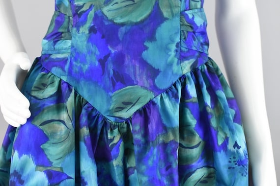 Vintage 80s Blue Floral Prom Dress, Mini Tea Time Fit… - Gem