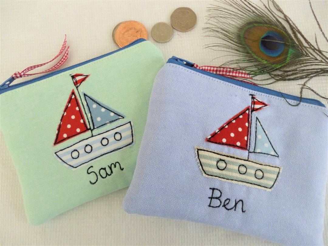 Personalised Boat Ship Wallet - Custom Coin Purse Pouch With Seaside ...