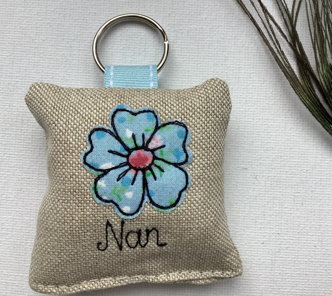 Flower Personalised Keyring With Optional Lavender Scent - Customisable ...