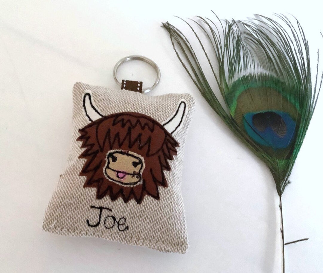 Highland Cow Coo Custom Keyring- Keychain With Optional Lavender Scent ...