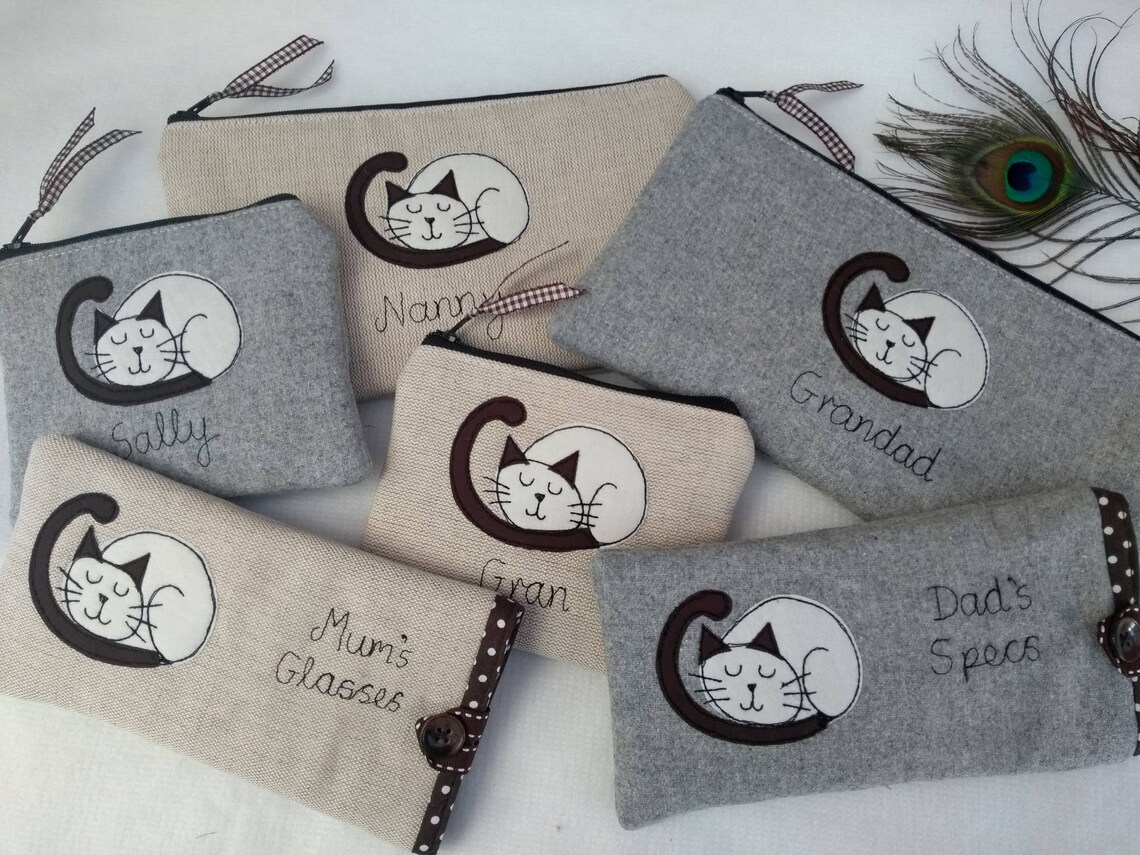 Handmade Personalised Cat Sleeping Siamese Coin Card Purse | Etsy