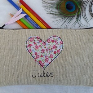 Heart Personalised Pencil Case - Custom Pen Case With Choice of Wording ...
