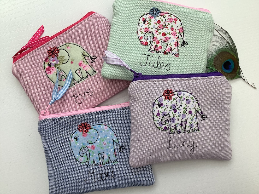 Personalised Elephant Coin Purse - Girls Wallet or Pouch With Choice of ...