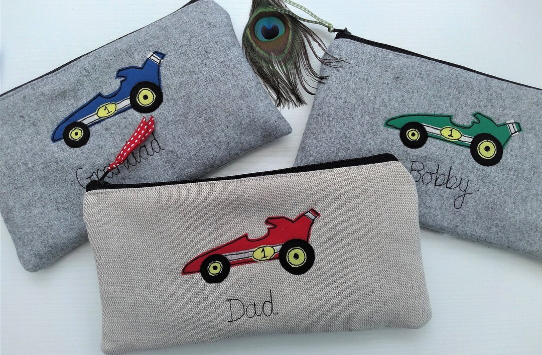Personalised Racing Car Pencil Case - Custom Pen Pouch - Colour Choice ...