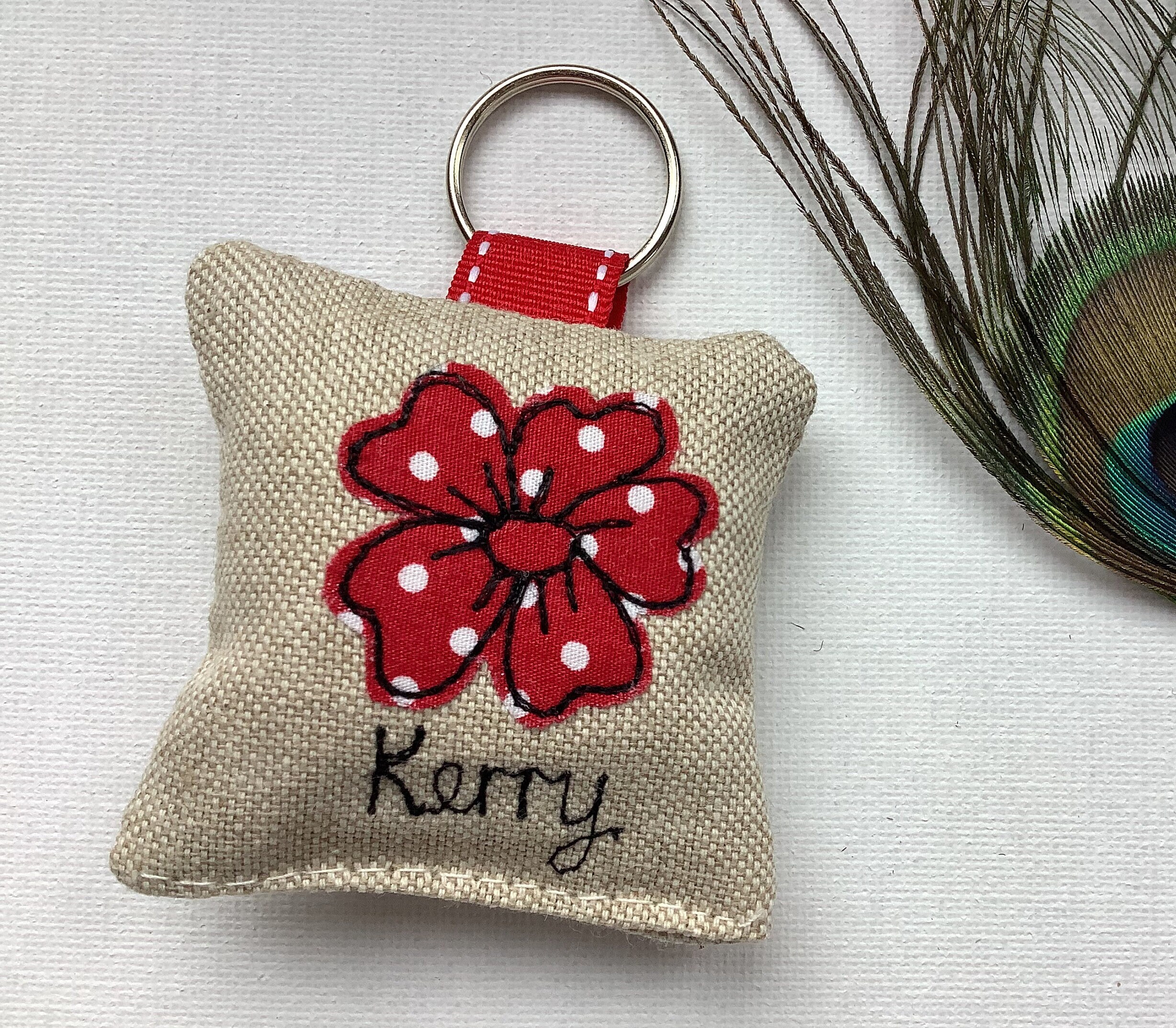 Flower Personalised Keyring With Optional Lavender Scent - Customisable ...