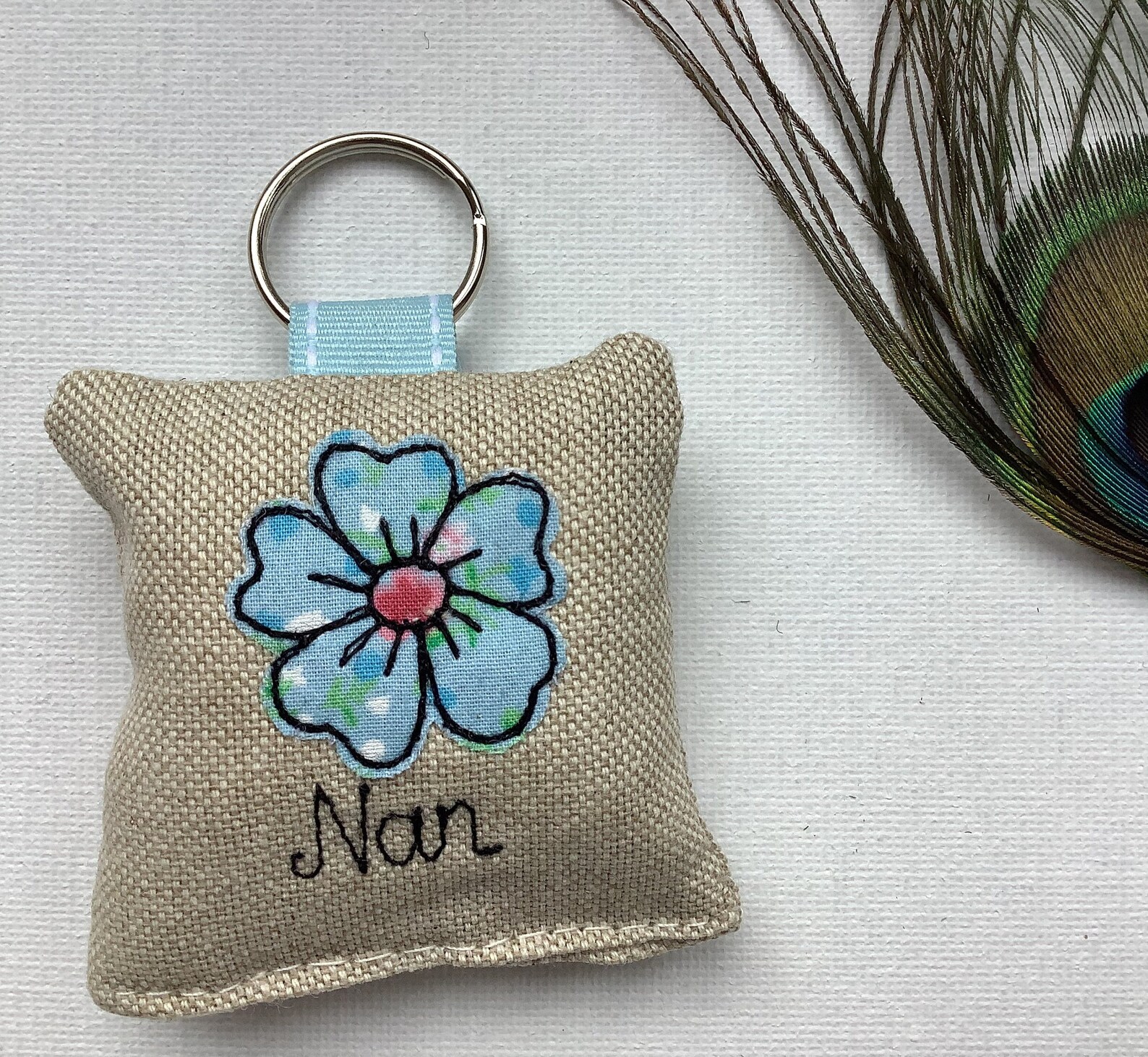 Flower Personalised Keyring With Optional Lavender Scent - Customisable ...