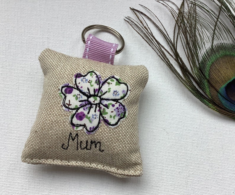 Flower Personalised Keyring With Optional Lavender Scent - Customisable ...