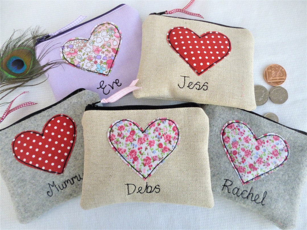 Personalised Heart Coin Purse - Wallet or Pouch With Choice of Colours ...