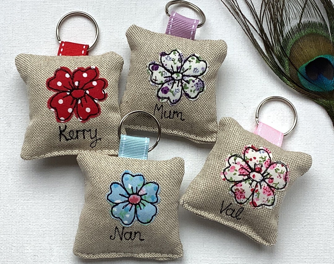 Flower Personalised Keyring With Optional Lavender Scent Customisable ...