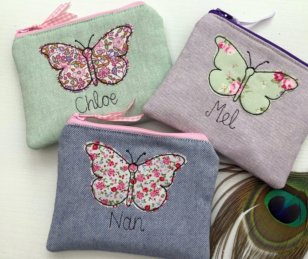 Butterfly Personalised Purse - Girls Ladies Wallet or Pouch - Choice of ...