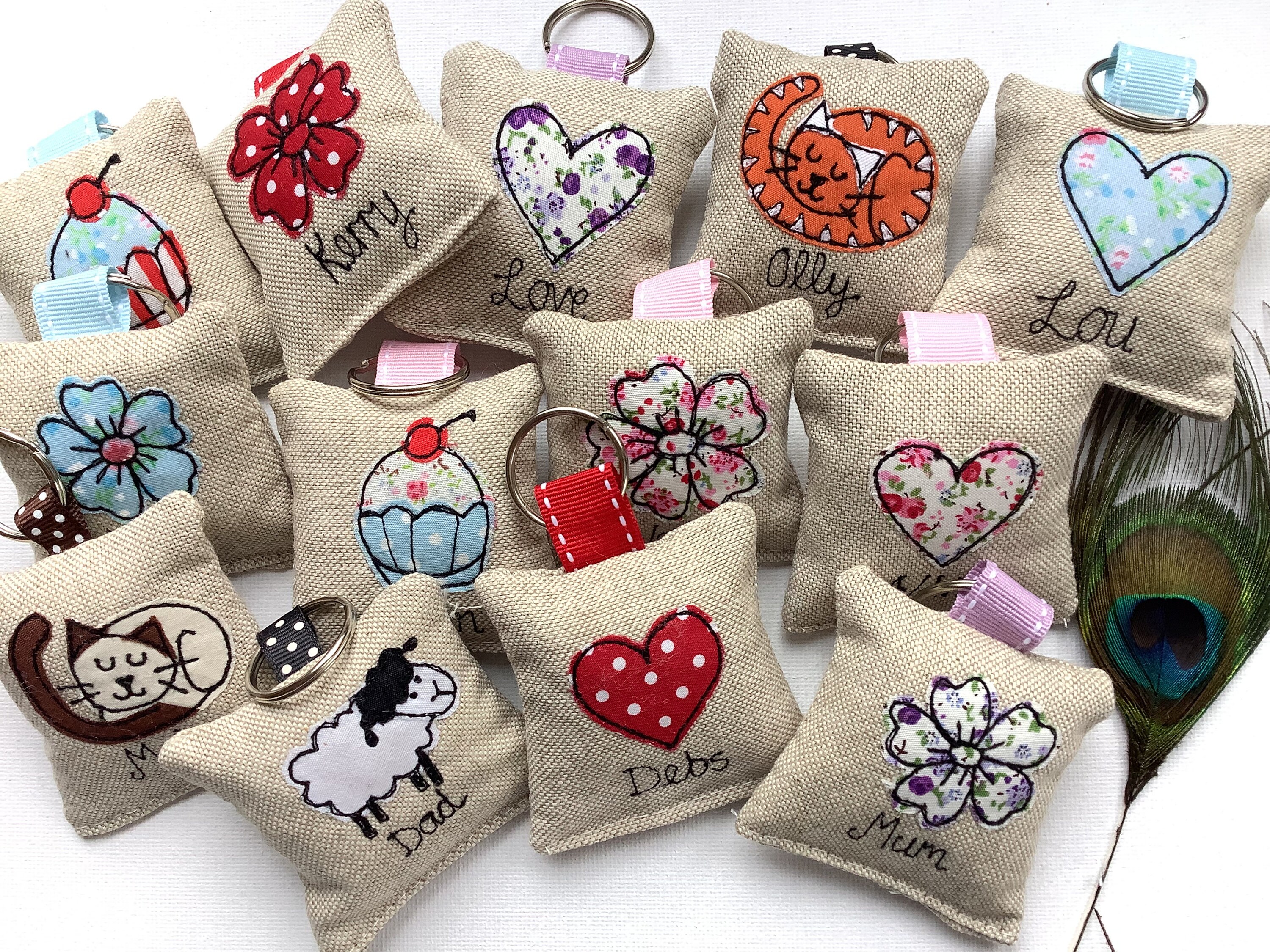 Flower Personalised Keyring With Optional Lavender Scent - Customisable ...