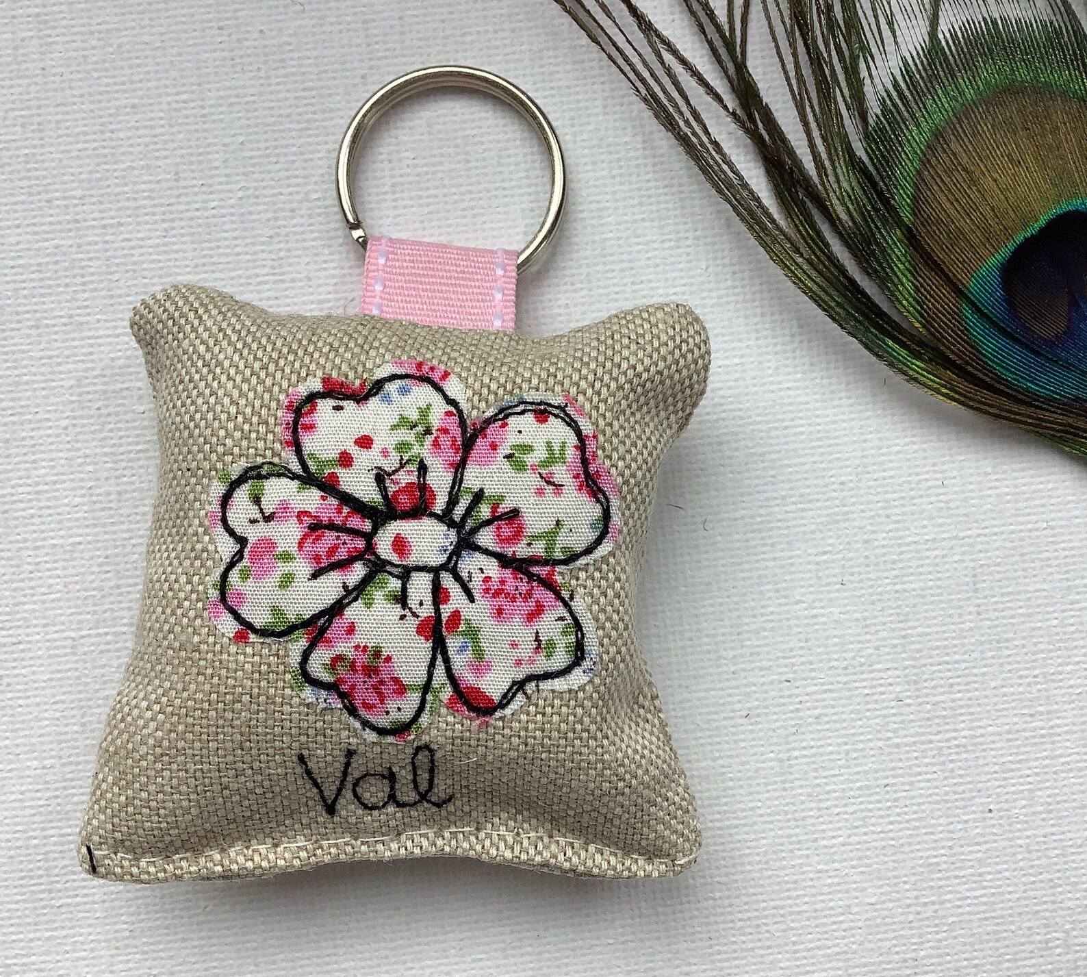 Flower Personalised Keyring With Optional Lavender Scent - Customisable ...