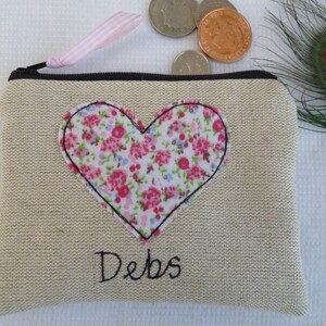 Personalised Heart Coin Purse - Wallet or Pouch With Choice of Colours ...