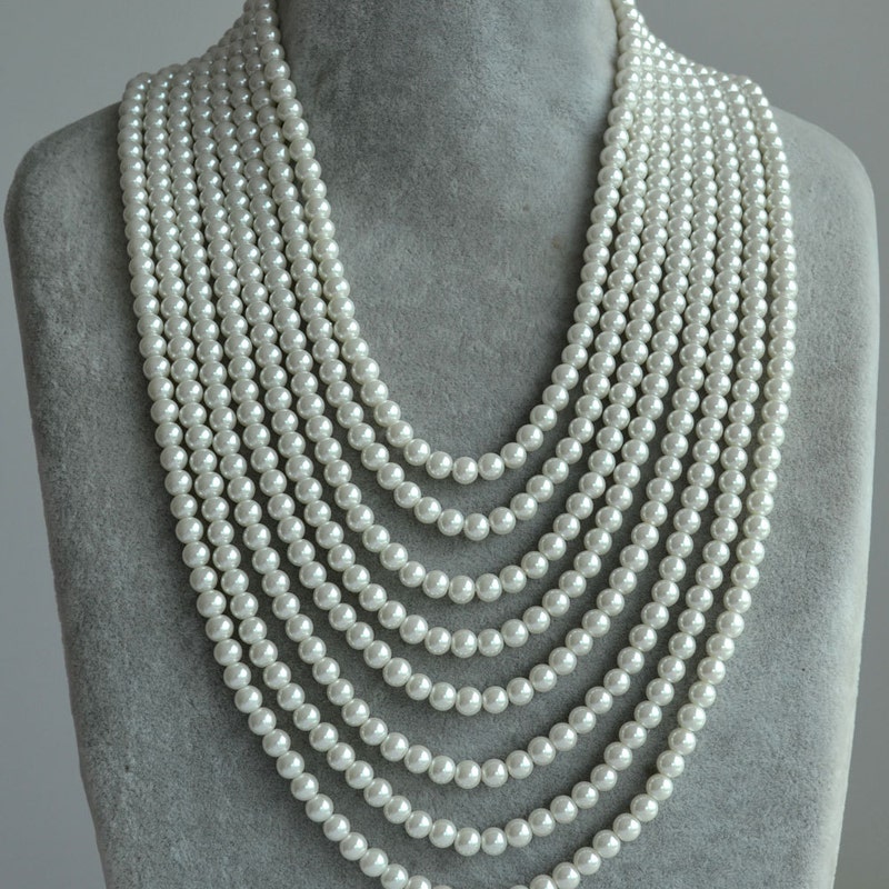 Multi Strand Pearl Necklace - Etsy