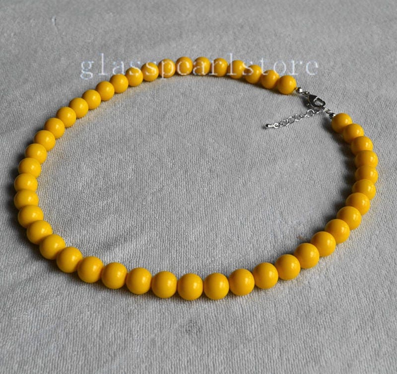 10mm Yellow Necklace Single Yellow Bead Necklace Wedding | Etsy