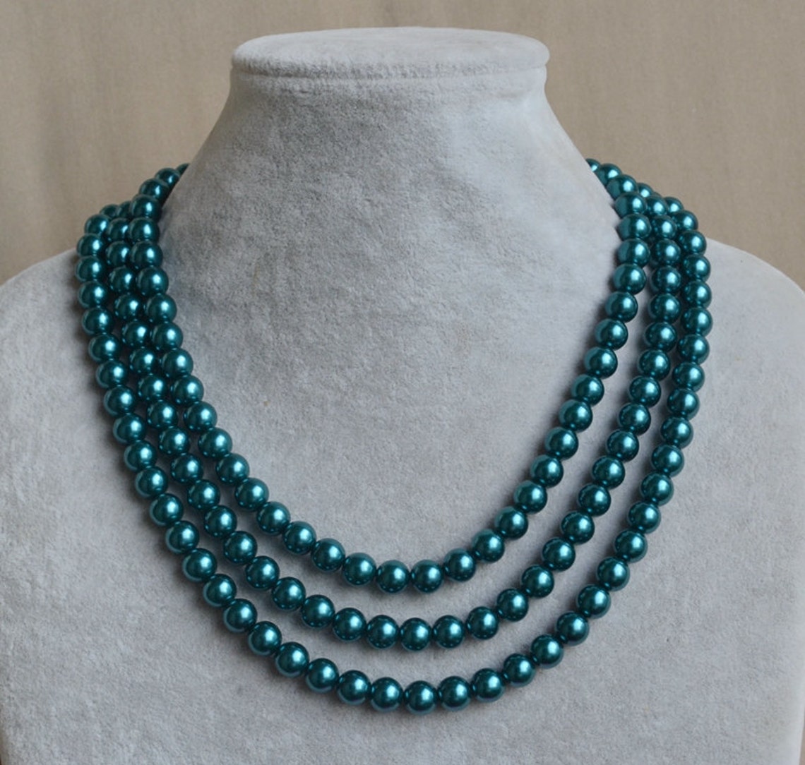 Collar de perlas de color azulado collar de cuentas de teal | Etsy
