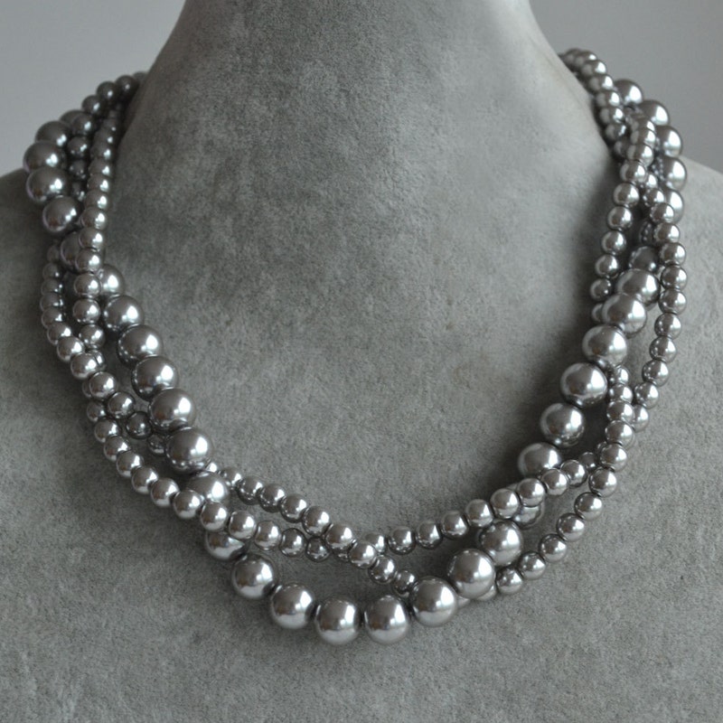 Gray Pearl Necklace - Etsy