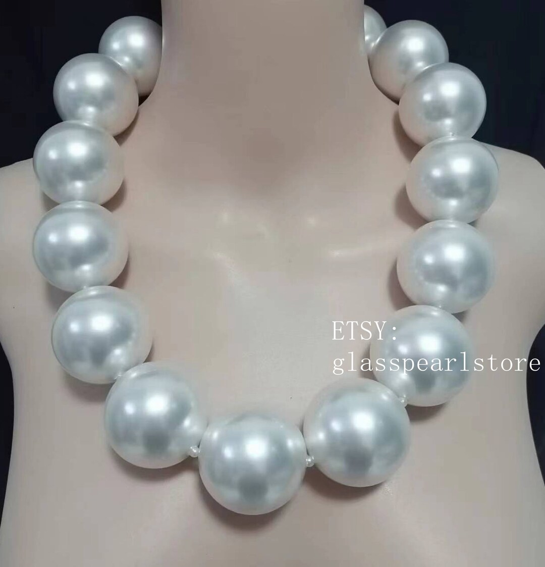 Very Big Pearl Necklace, 40mm Pearl Necklace, Bold Necklace, Man Pearl ...
