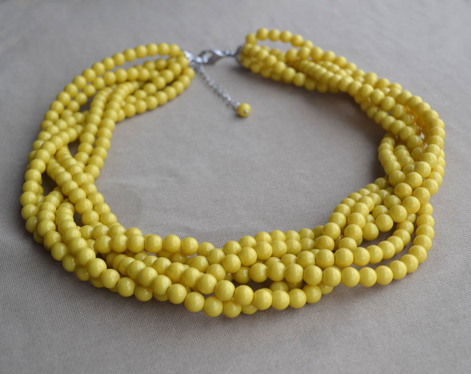 Yellow pearl NecklaceGlass Pearl Necklacesix strangs Pearl | Etsy