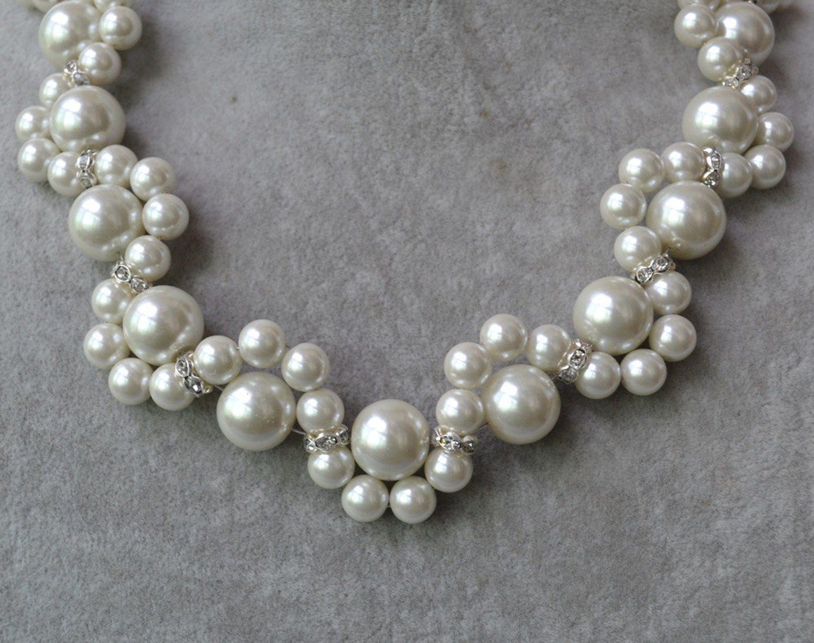 Grand collier de perles perle fleur collier collier mariage - Etsy France