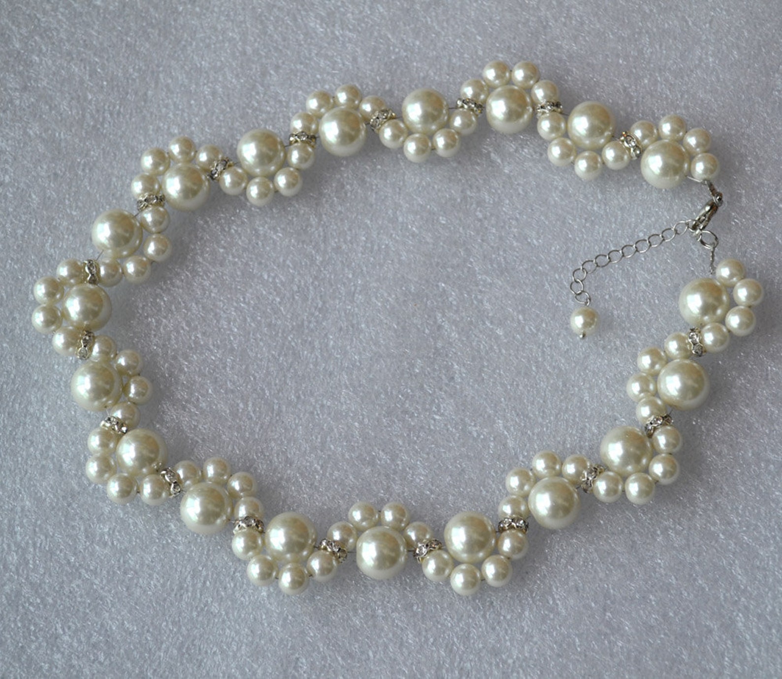 Grand collier de perles perle fleur collier collier mariage - Etsy France