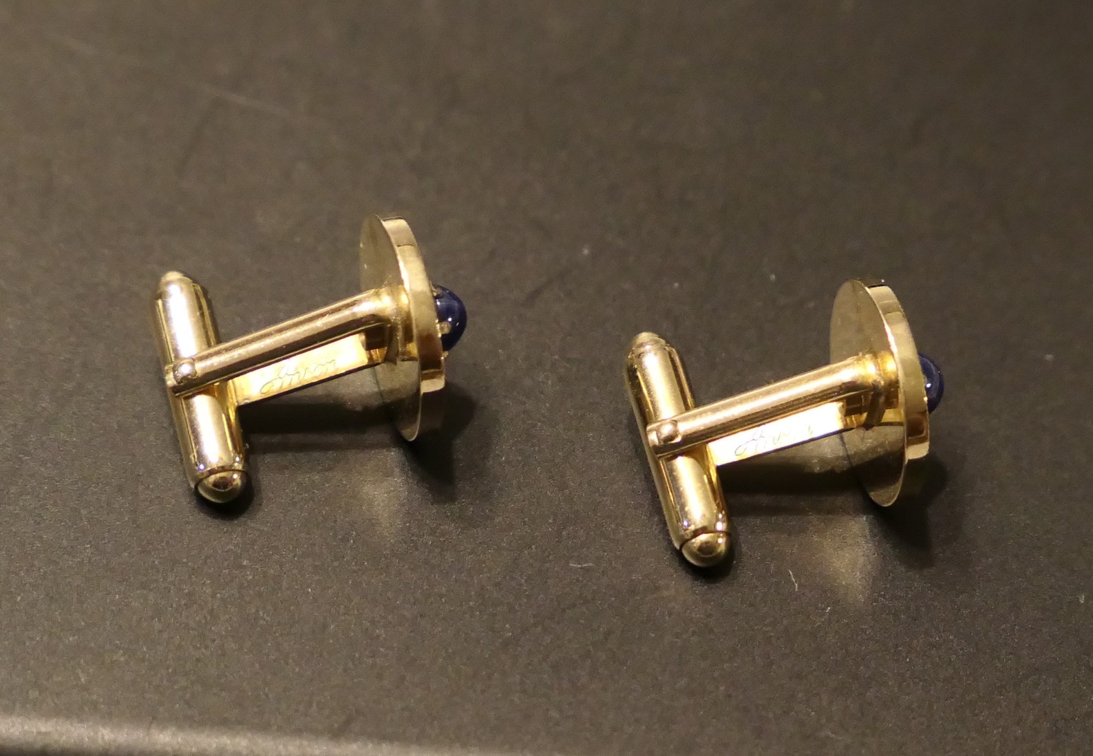 Blue Cuff Links Classic Tuxedo Vintage Gold Convex Dish Cufflinks Blue ...