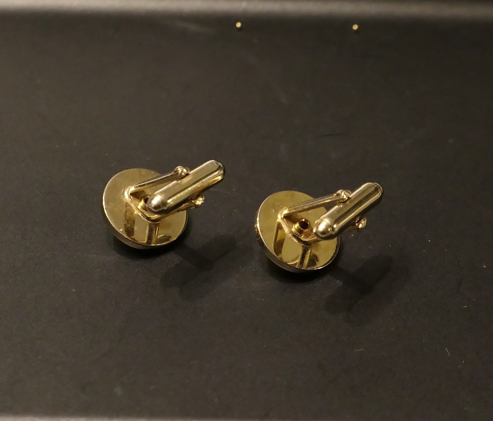 Blue Cuff Links Classic Tuxedo Vintage Gold Convex Dish Cufflinks Blue ...