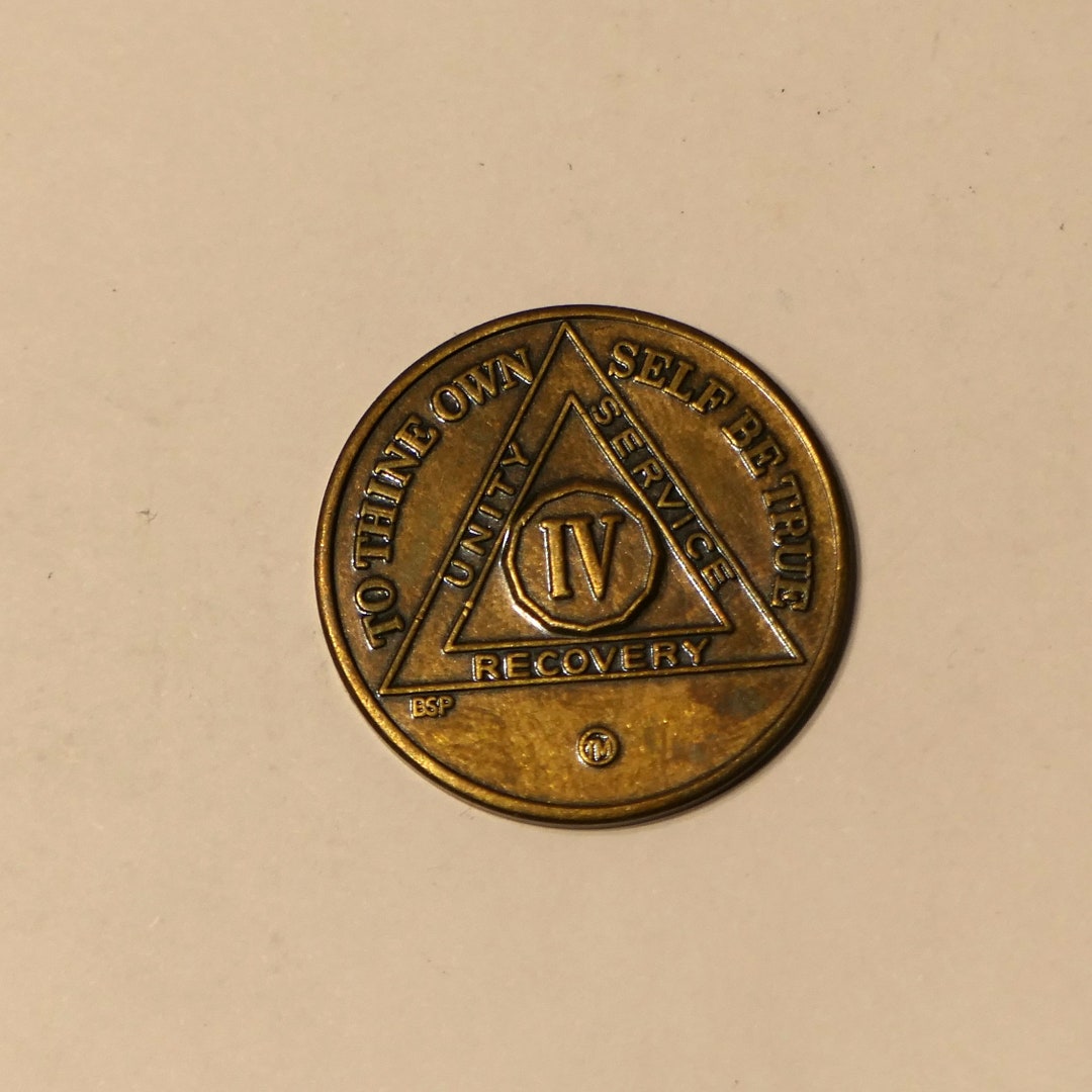 4 Year AA Medallion (BSP) Alcoholics Anonymous Serenity Prayer Chip ...